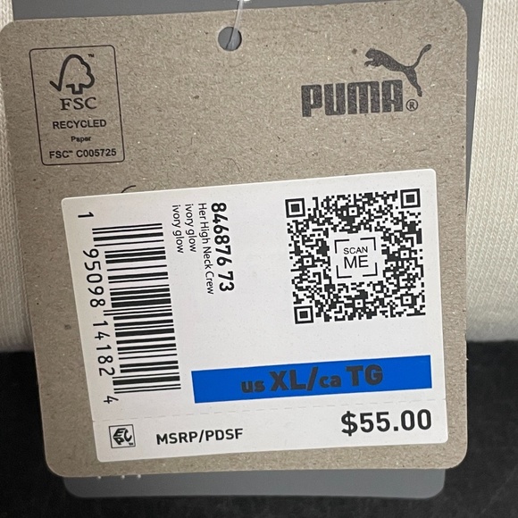 Puma | Tops | Puma Her Womens Long Sleeve High Neck Crew Sweater White ...